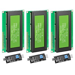 AITRIP 3PCS 2004 20x4 LCD Module IIC I2C Interface Adapter Blue Backlight Compatible with Arduino R3 Raspberry MEGA2560 (Green)