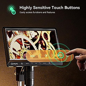 Opqpq ODM702 10" LCD Digital Micrscope, Full View Coin Microscope with Screen, Coin Magnifier with Light for Collectors, Micro Soldering Microscope for Electronics Repair, Magnifying Glass for Adults