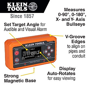 Klein Tools 935DAGL Digital Level Angle Finder & 935DAG Digital Electronic Level and Angle Gauge, Measures 0-90 and 0-180 Degree Ranges, Measures and Sets Angles