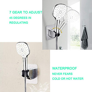 Strong Adhesive and Waterproof Shower Head Holder, Adjustable Handheld Shower Holder Wall Mount Shower Bracket by Lofekea