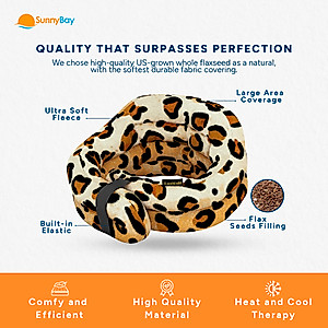 SunnyBay Microwave Heating Pad, Microwavable Cold or Heated Neck and Shoulder Wrap, Moist and Weighted Hands-Free Beanbag Pack with Wide Neck Coverage, 2.5 lbs, 26 Inches Long-Length, Leopard