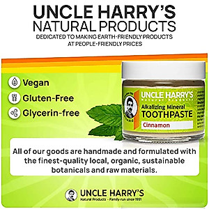 Uncle Harry's Pack of 2 Cinnamon Remineralizing Toothpaste | Natural Whitening Toothpaste Freshens Breath & Promotes Enamel | Vegan Fluoride Free Toothpaste (2 Pack of 3oz Jars)