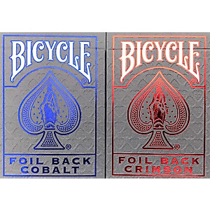 Bicycle Metal Luxe MetalLuxe Rider Back Playing Cards 2 Decks Crimson Red and Cobalt Blue Version 2