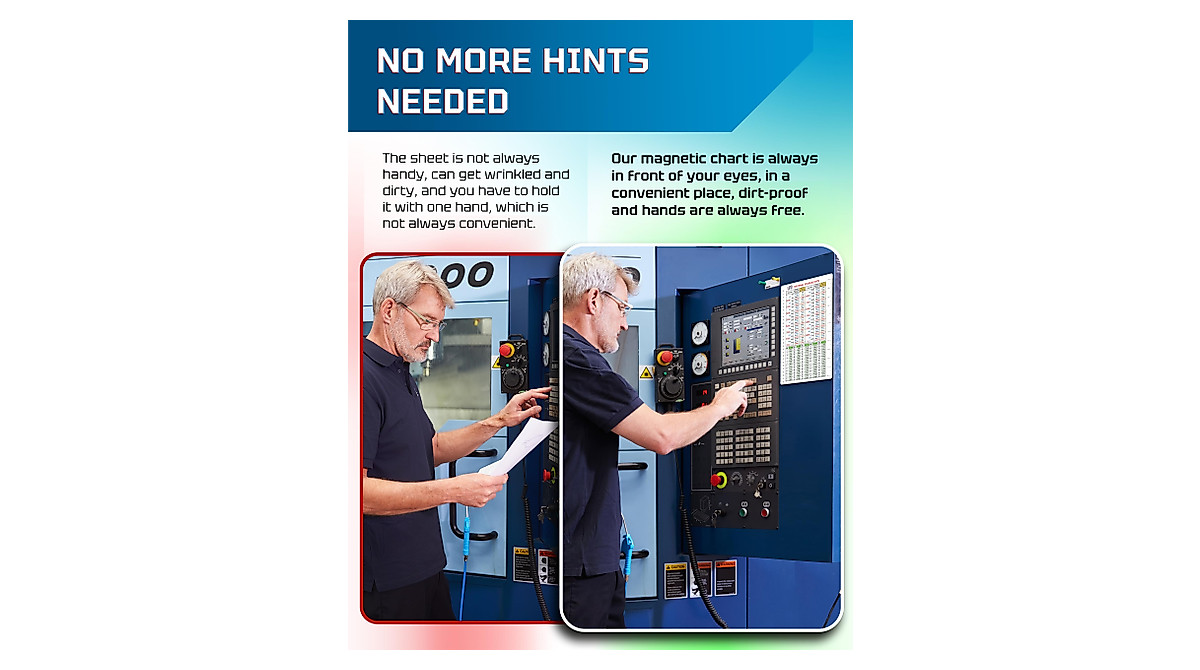 Magnetic Conversion Chart 6x9 Inches for Fractions, Decimals & Millimeters