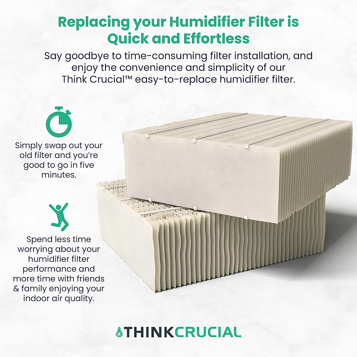 Think Crucial Replacement Humidifier Paper Wick Filters Compatible with Aircare Part # 1043 & Models EP9500,EP9700,EP9800,EP9R500,EP9R700,EP9R800 - Essick: 821000,826000,831000,SS390DWHT - 2 Pack