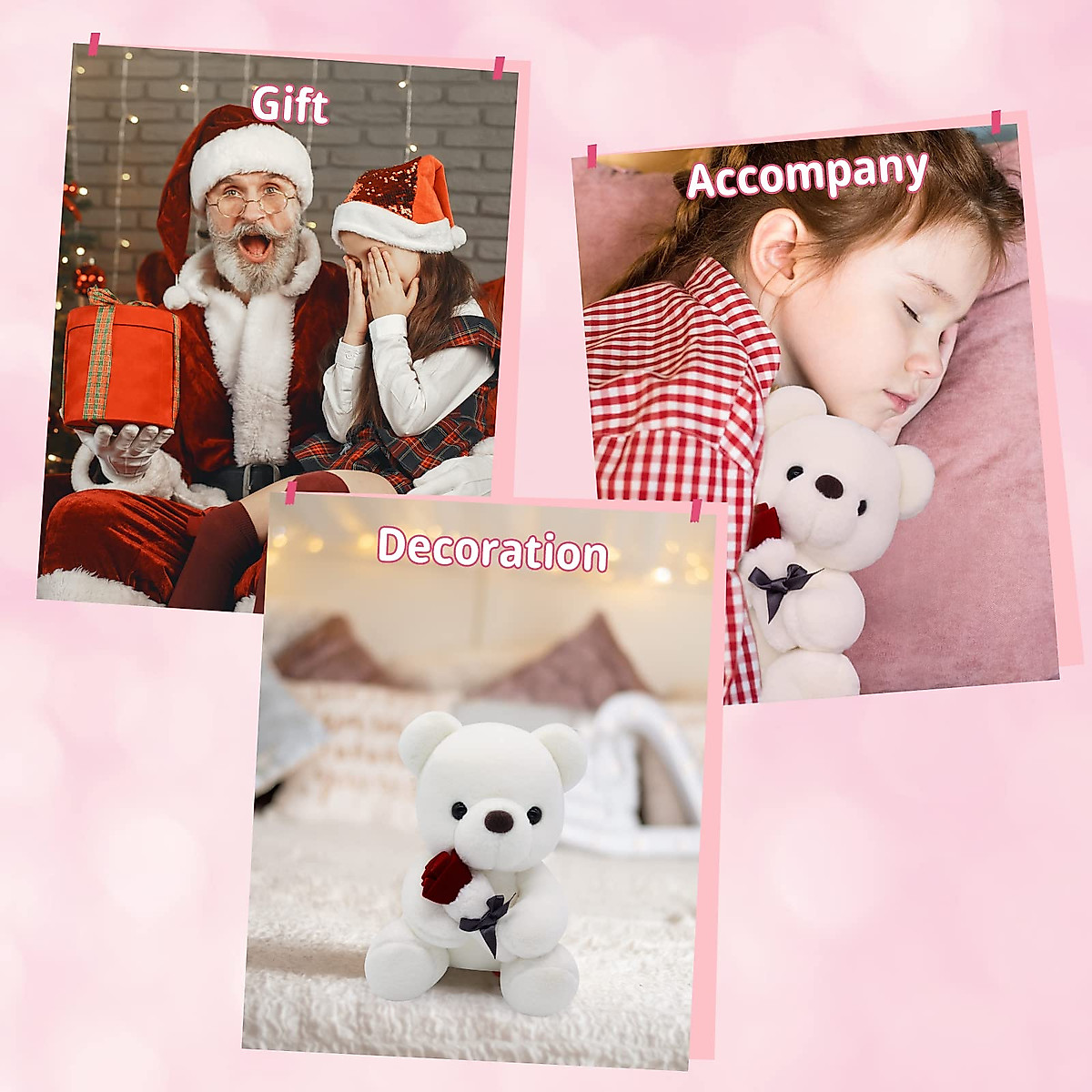 Grekaida Valentines Day Gifts Teddy Bear Plush Stuffed Animal, Teddy Bears Stuffed Animals with Rose Gift for Her and Kids Stuffed Animals Toy Stuffed Animal Gifts Valentines Day Decor 10 Inch