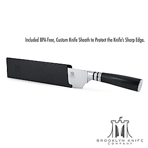 Brooklyn Knife Co. Cleaver Nakiri Butcher Knife - Japanese Seigaiha Series - Etched High Carbon Steel 7-Inch