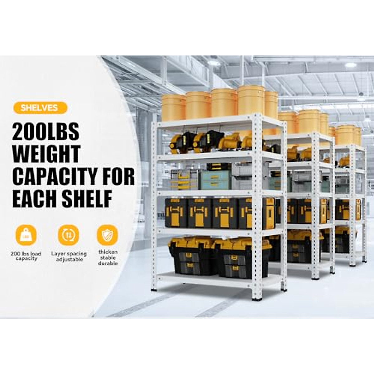 JINLIFORTOY Household Storage Rack, Adjustable Display Rack, Basement Balcony Storage Rack, Carbon Steel Storage Rack (White, 47.2 * 15.7 * 70.8in)