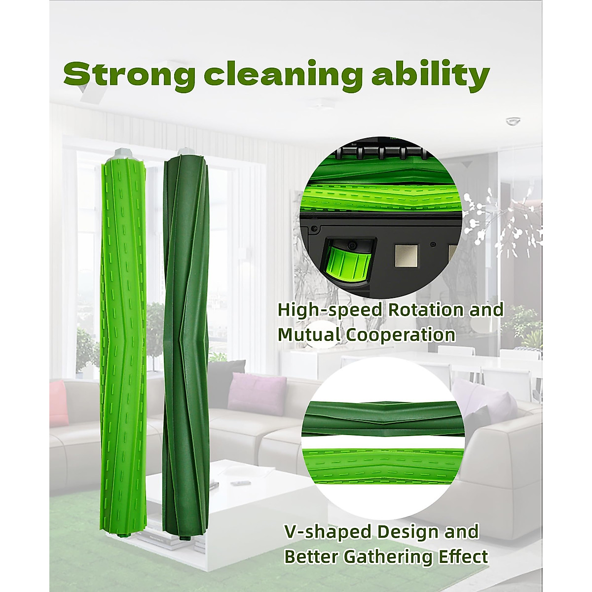 3 Set S9 Replacement Brushes Parts Fits For iRobot Roomba S9 (9150) S9+S9 Plus (9550) S Series Vacuum Cleaner,Vacuum Cleaner Rubber Roller Brushes