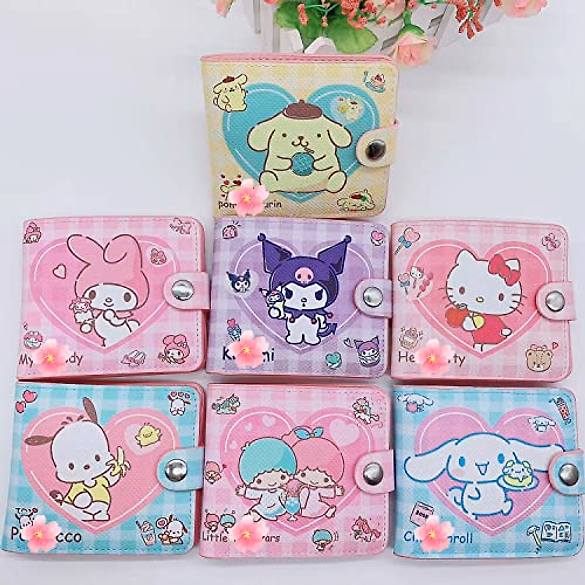 Cute Wallet Cartoon Wallet Leather Wallet Birthday Gifts for Men Women (ku-aixin9b)