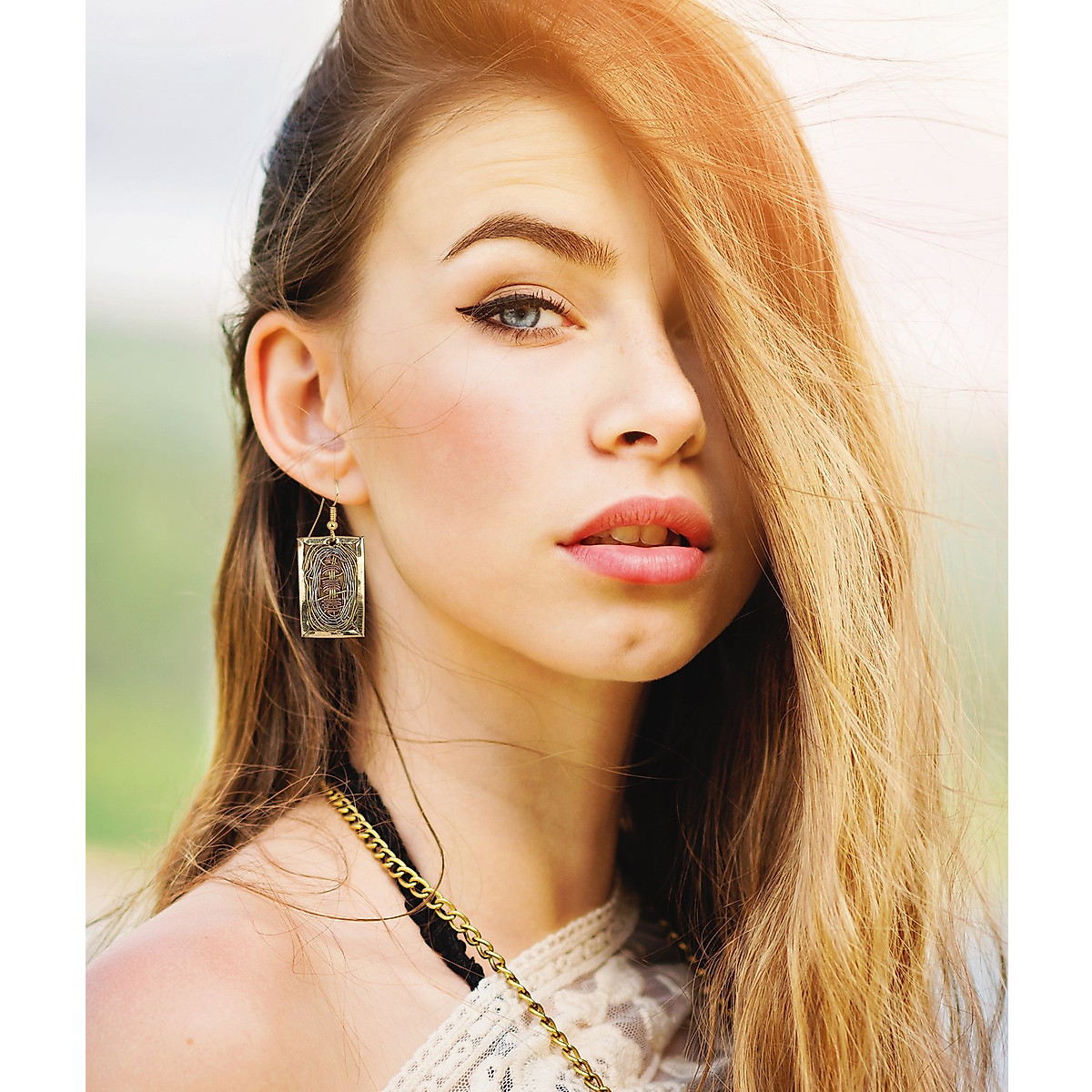 Handmade 3 Toned Basket Weave Earrings | SPUNKYsoul Collection (Rectangle)