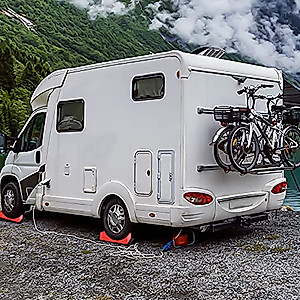 Camper Leveler, RV Leveling Blocks with 2 Red Curved Levelers, 2 Chocks, 2 Anti-Slip Mats and Carrying Bag, Heavy Duty Levelers for 36,000 lbs, Non-slip Design, Faster and Easier to Level Your Camper