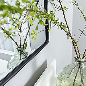 TEHOME 58 x 28'' Pivot Full Length Bathroom Vanity Mirror Black Metal Framed Full Body Tilting Beveled Vanity Mirrors Wall Mounted Floor Pivoting Mirror for Bathroom, Living Room