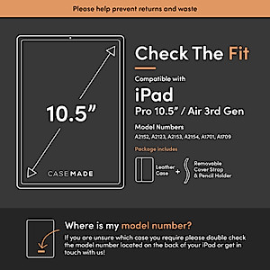 Casemade Real Leather Case Compatible with iPad Pro 10.5” / Air 3rd Gen (2019) - Full-Grain Leather Cover, Auto Sleep/Wake, Dual Stand Position (Tan)
