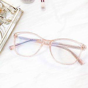 Madison Avenue Square Vintage TR90 Blue Light Blocking Reading Glasses for Women with Case, Anti Glare/Eyestrain Computer Readers Transparent Brown 2.5