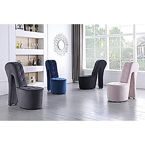Best Master Furniture High Heel Velvet Shoe Chair with Crystal Studs, Black