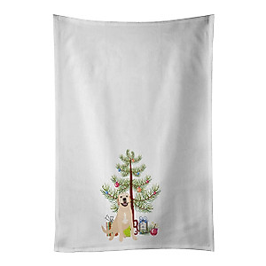 Caroline's Treasures WDK3090WTKT Labrador Retriever Yellow #2 Christmas White Kitchen Towel Set of 2 Dish Towels Decorative Bathroom Hand Towel for Hand, Face, Hair, Yoga, Tea, Dishcloth, 19 X 25, Wh