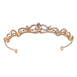 Uongeod Rhinestone Crown Crystal Bridal Tiara Princess Crown Birthday Crown Tiaras and Crowns for Women and Girls-Gold