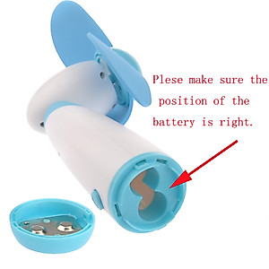 Ogrmar Mini Handheld Fan Personal Fan Battery Soft Foam Blades Powered for Home and Travel 2PC Blue (2)