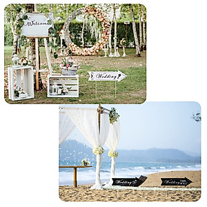 Set of 6 Wedding Directional Yard Signs with Stakes, Double-side Printed Wedding This Way Arrow Black & White Outdoor Directional Road Sign Wedding Supply Decor for Ceremony Reception