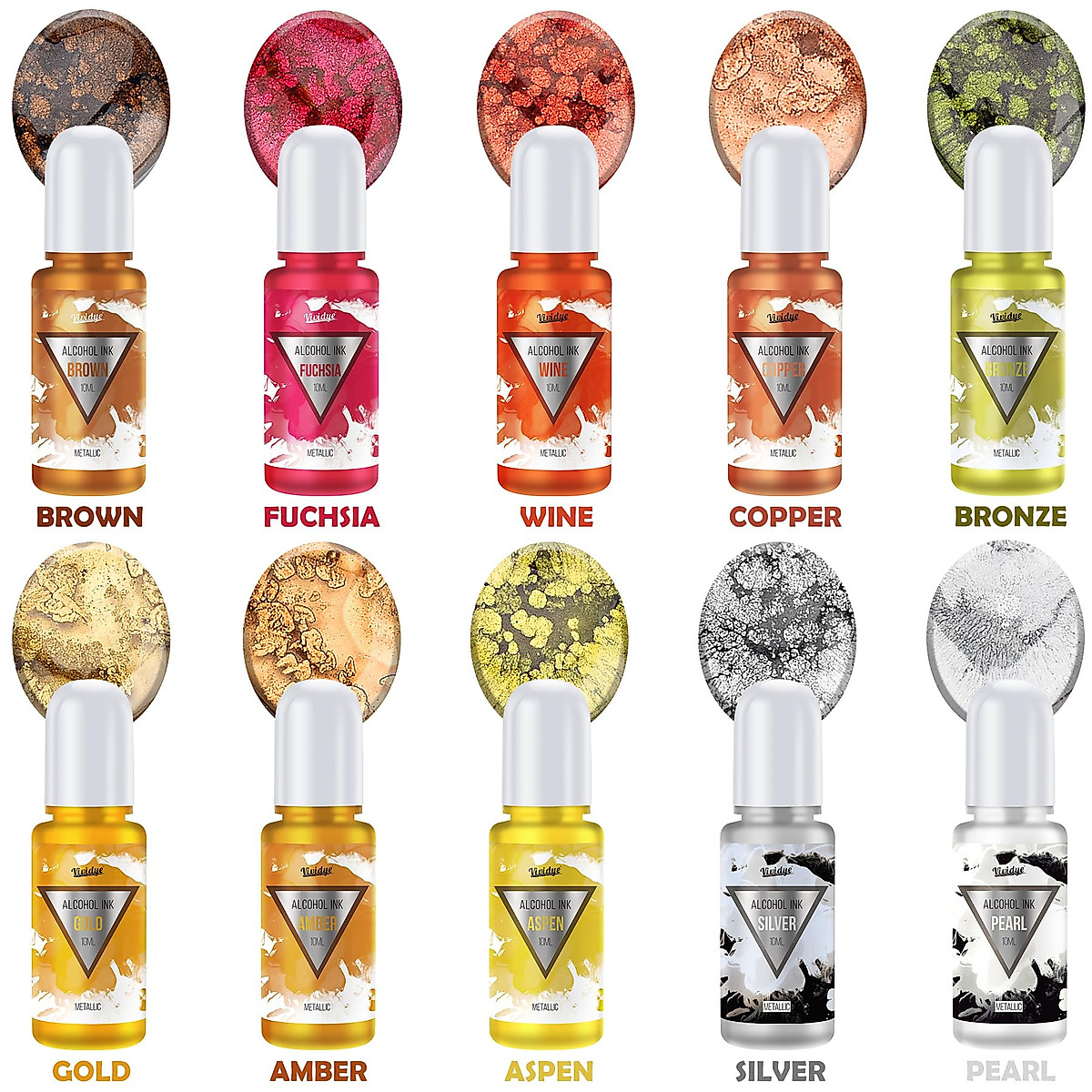 Alcohol Ink Set 30 Bottles - 20 Vibrant Color with 10 Metallic Colors Alcohol-Based Ink for Epoxy Resin Art, Resin Petri Dish Making - Alcohol Color Dye for Yupo, Painting, DIY Tumbler - 0.35oz Each