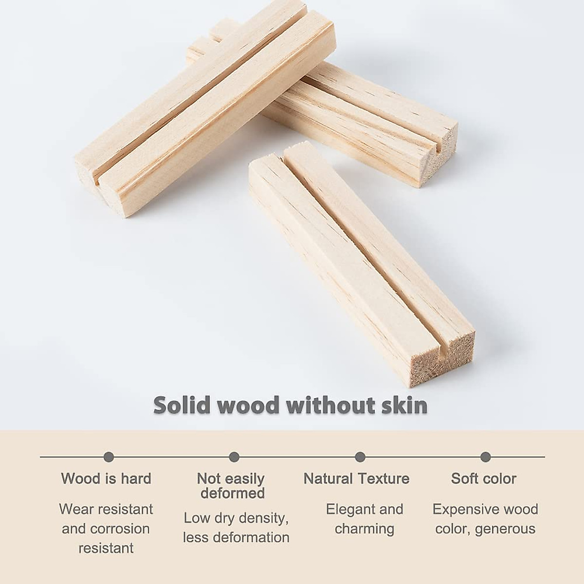 OLYCRAFT 20pcs Wood Place Card Holders 3.5mm Slot Wood Sign Holders Table Number Stand Table Number Holders for Wedding Party Events Decoration Double Side Display Mini Blackboard - 3.9x0.9x0.5 inch