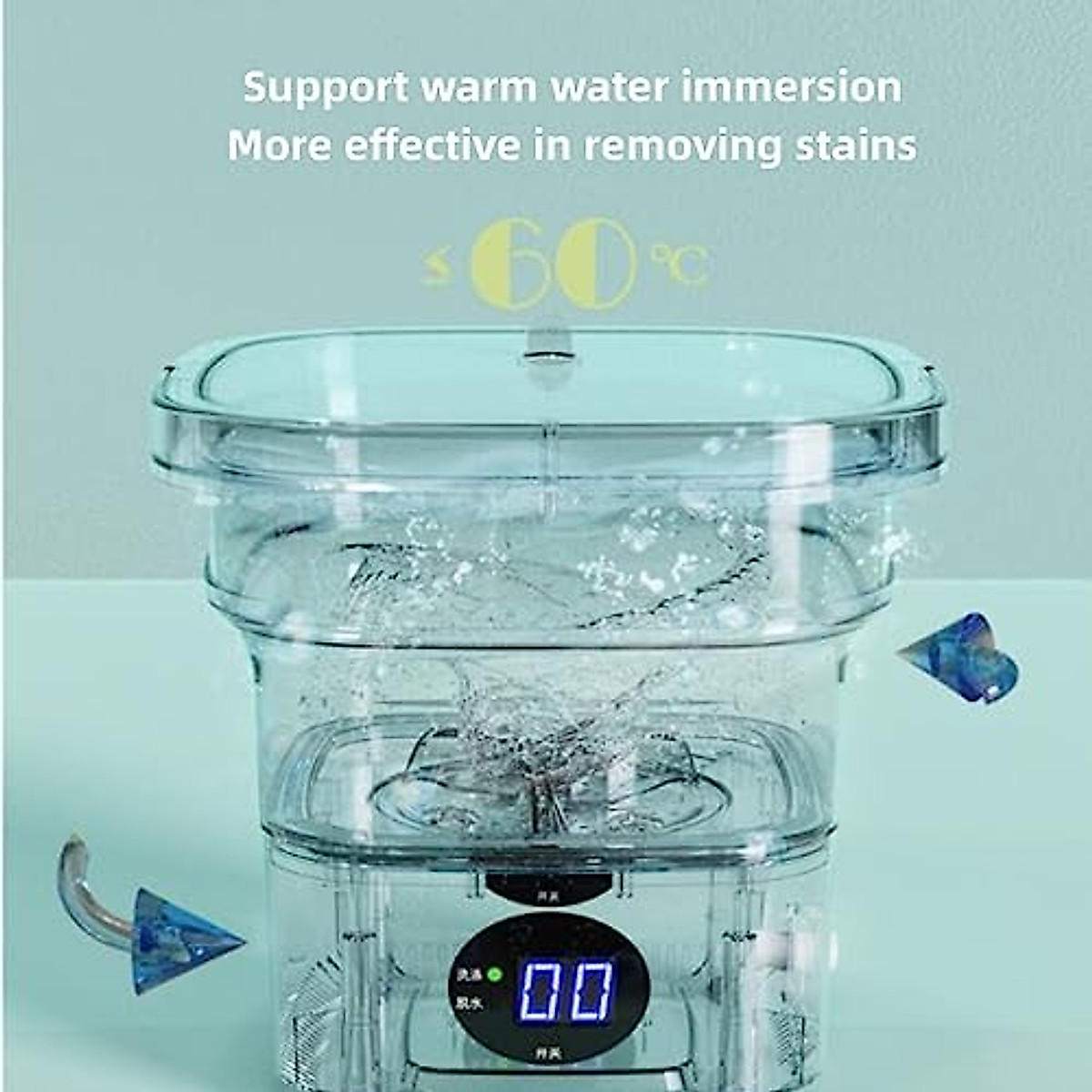 Folding Washing Machine，6L Portable Washing Machine，Mini Washing Machine with 3 Modes Deep Cleaning for Underwear, Baby Clothes, or Items, Foldable Machine Apartments, Camping, Travel (Blue)