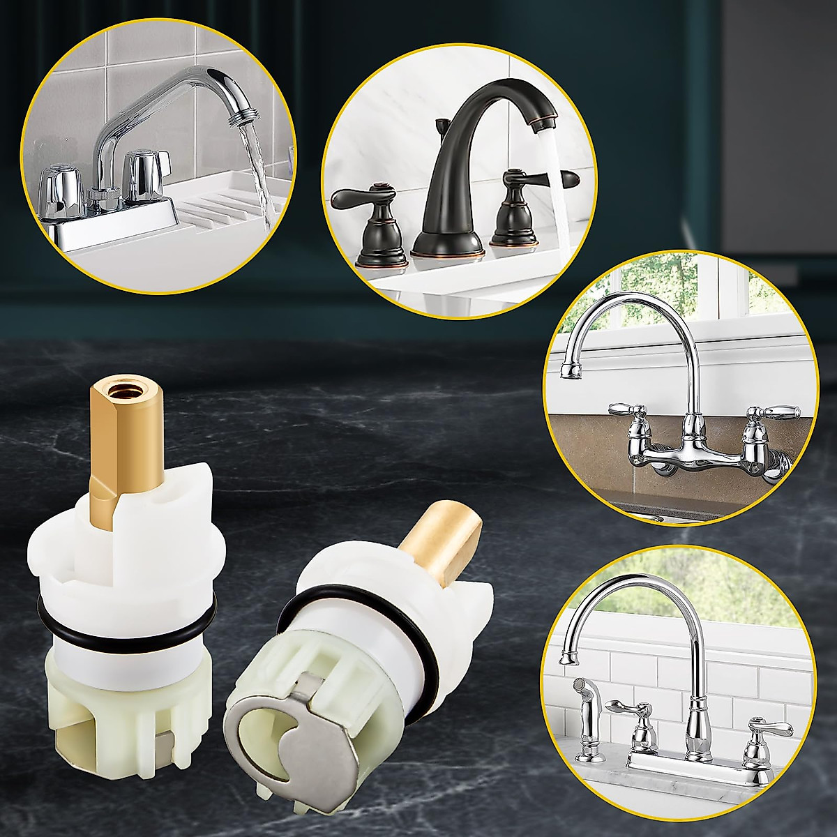 RP25513 faucet stem assembly, Replacement Kit for Delta two handle faucet repair kit, Includes RP4993 Seats and Springs, 2 Pack