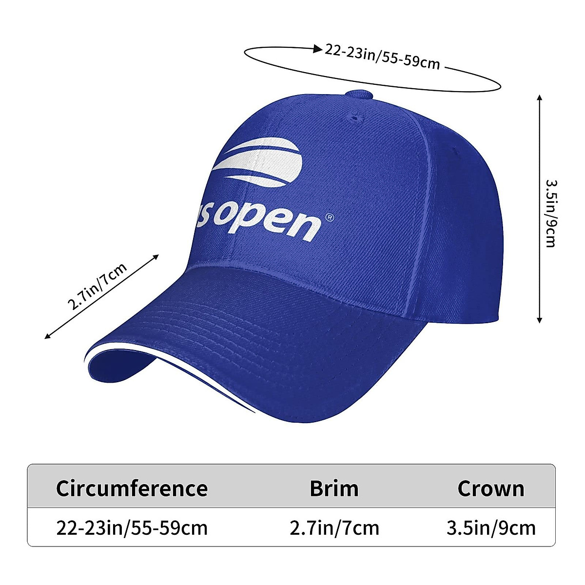 Us Open Tennis 2023 Sandwich Cap Unisex Classic Baseball Capunisex Adjustable Casquette Dad Hat Blue