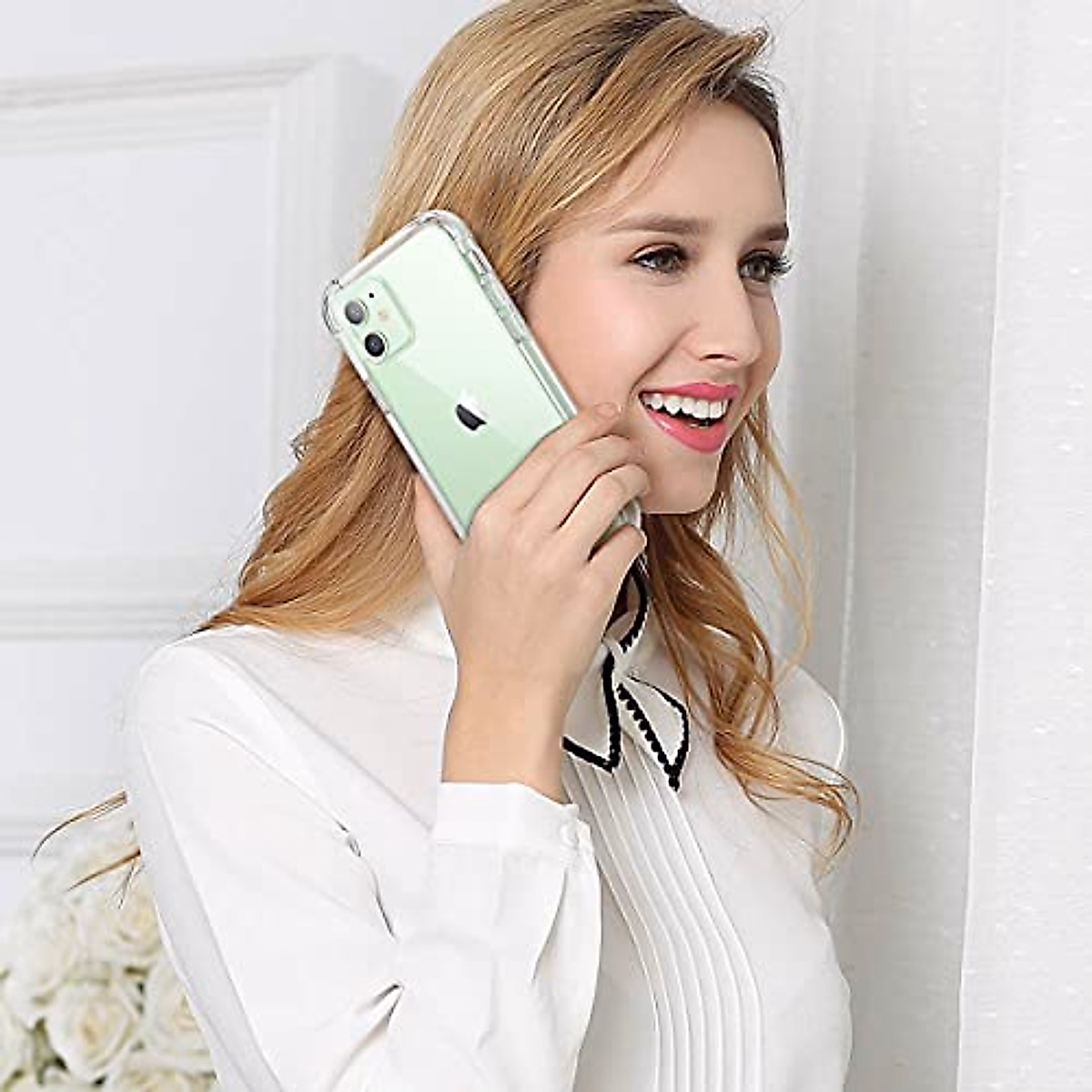 SURITCH Compatible with iPhone 12/iPhone 12 Pro Clear Case,[Privacy Screen Protector] Anti Spy Film Full Body Protection Shockproof Bumper Rugged Cover for iPhone 12/12 Pro 6.1 Inch (Clear)