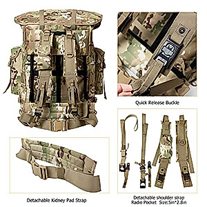 MT Military Rucksack Alice Pack Army Tactical Backpack with Frame and Butt Pack