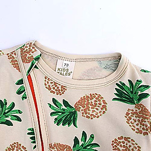 Kids Tales Baby Boys Long Sleeve Footies Zipper Romper Pineapple Pajama Bodysuit