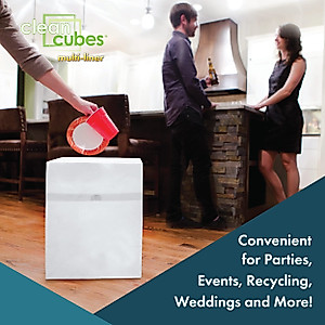 Clean Cubes 13 Gallon Multi-Liner Disposable Trash Cans (3-Pack). Reusable Garbage and Recycling Bins for Parties, Events, and More (White - 18" Tall x 14" Wide 10" Deep)