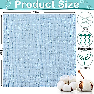 30 Pcs Baby Natural Cotton Burp Cloths Baby Wipes Soft Newborn baby face Towel Absorbent muslin washcloth for Bath Shower, 12 x 12 Inches