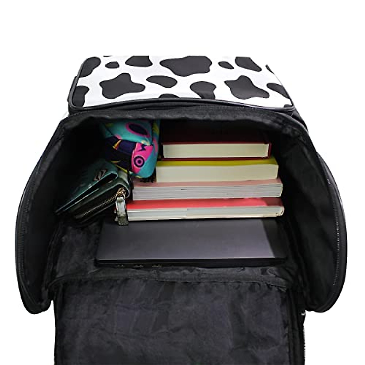 School Backpack Black and White Cow Print Travel Bag College Backpack Notebook Computer Backpack For Girls Boys Teen Adults