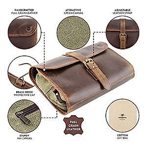 moonster Hanging Toiletry Bag for Men & Women, Leather Toiletry Bag for Men, Mens Toiletry Bags for Traveling, Hanging Travel Toiletry Bag, Mens Travel Bag Toiletry, Dopp Kit Shower Bags for Men
