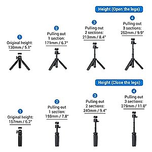 JJC 2 in 1 Extendable Mini Vlogging Tripod & Selfie Stick for Sony ZV-1F ZV-1 ZV-E1 RX100 VII A6000 A6100 A6300 A6400 A7C Canon EOS M50 M6 Mark II R7 R10 G7X Mark III II Panasonic G100 GX85 G9 & More