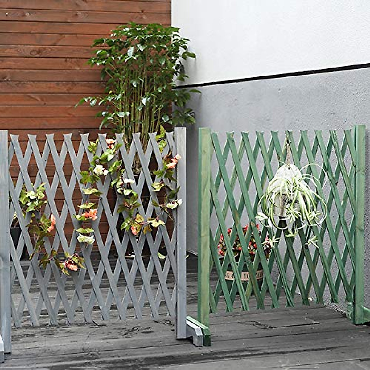 LIXIONG Garden Fence Screen Outdoor Plant Palisades Expanding Fence Solid Wood Privacy Screen Animal Barrier Restaurants Isolation Flowerbeds，5 Size (Color : Green, Size : 280x160cm)