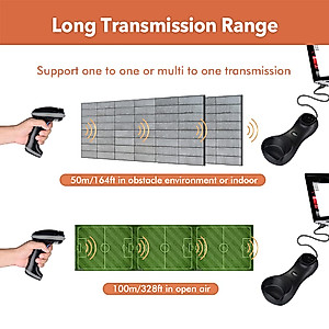 Trohestar Bluetooth Barcode Scanner with USB Cradle, Compatible with Bluetooth Function & 2.4GHz Wireless & Wired Connection Portable 1D Bar Code Reader Scanner for Windows, Mac, Android, iOS