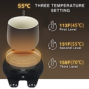 DUHEL Coffee Mug Warmer, Coffee Warmer for Desk with 3 Temp Settings, Cup Warmer for Desk Auto Shut Off, Cute Mug Warmer for Desk(Black)