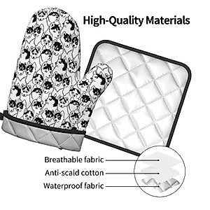 Siberian Husky Oven Mitts & Pot Holders Sets Potholders with Hanging Loop Non-Slip Kitchen Cooking Gloves for BBQ Baking Grilling