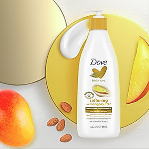 Dove Body Love Softening Body Lotion with Mango & Almond Pack of 3 For Touchably Soft Skin Butters Lotion for Dry Skin with Restoring Ceramide Serum 13.5 oz