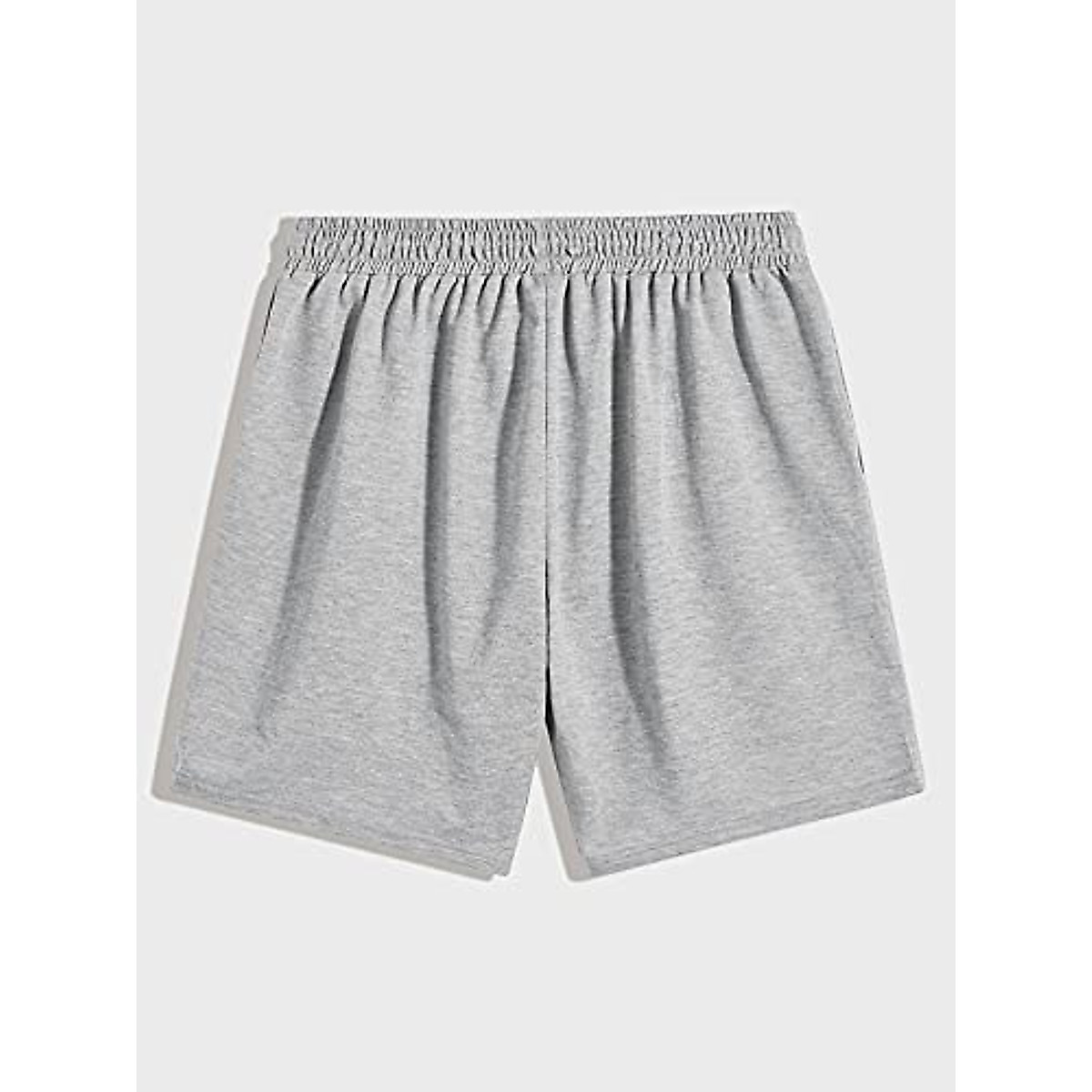 OYOANGLE Men's Reflective Expression Print Drawstring Waist Athletic Workout Track Shorts with Pockets Light Grey M