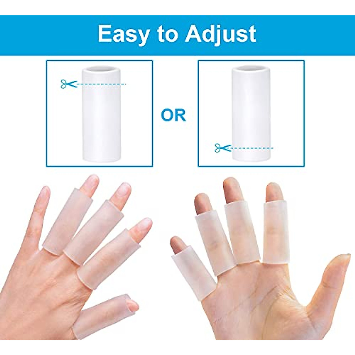 Sumifun Finger Sleeves, 8PCS Gel Thumb Finger Tubes for Arthritis, Trigger Finger Pain, Silicone Fingers Protector for Golf, Basketball, Golf, Rugby, Cracked Finger