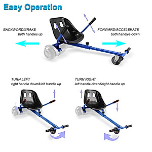 Hoverboard Seat Attachment 265lbs Capacity, 26"-34.5" Adjustable Length Hover Board Go Kart Accessory w/Comfortable&Sturdy Seat,Go Cart Compatible with 6.5” 8” 10” Hoverboard,Kids Adults