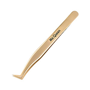Ms.Queen Eyelash Extension Tweezers Set-Precision Tweezers for 2D-6D Volume&Individual False Lashes Extensions with PU Storage Case-Golden (Volume Tweezers/M003-2)