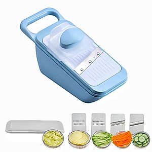 ZCYJHOT Multifunctional Vegetable Chopper, Mandoline Slicer for Kitchen, Vegetable Slicer and Cutter, Kitchen Gadgets Sets with Container (Blue)
