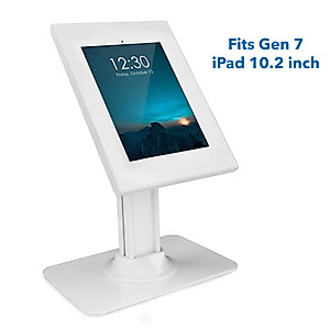 Mount-It! Anti-Theft Kiosk Stand for iPad, iPad Pro, iPad Air, Samsung Tab A | Secure iPad 10.2 Retail Kiosk | Locking Counter-Top Tablet Stand Compatible with 10.2 and 10.5" Tablets, White