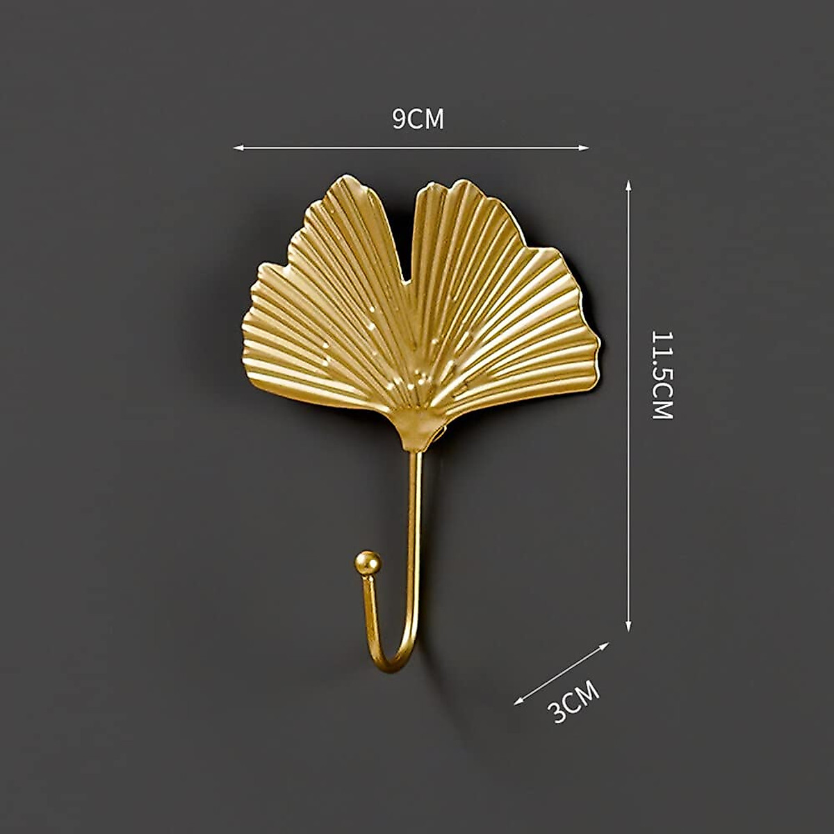 Decorative Leaves Iron Hooks, Set of 4 Leaf Shaped Self Adhesive Wall Shower Curtain Coat Hooks, Modern Key Holder Wall Mounted Metal Iron Gold Single Prong Coat Hanger for Hallways, Living Room