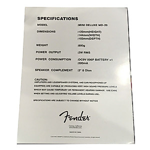 Fender Mini Deluxe Electric Guitar Amp, Portable Guitar Amp, 3 Watts, 7.48Dx11.42Wx3.54H Inches, Black